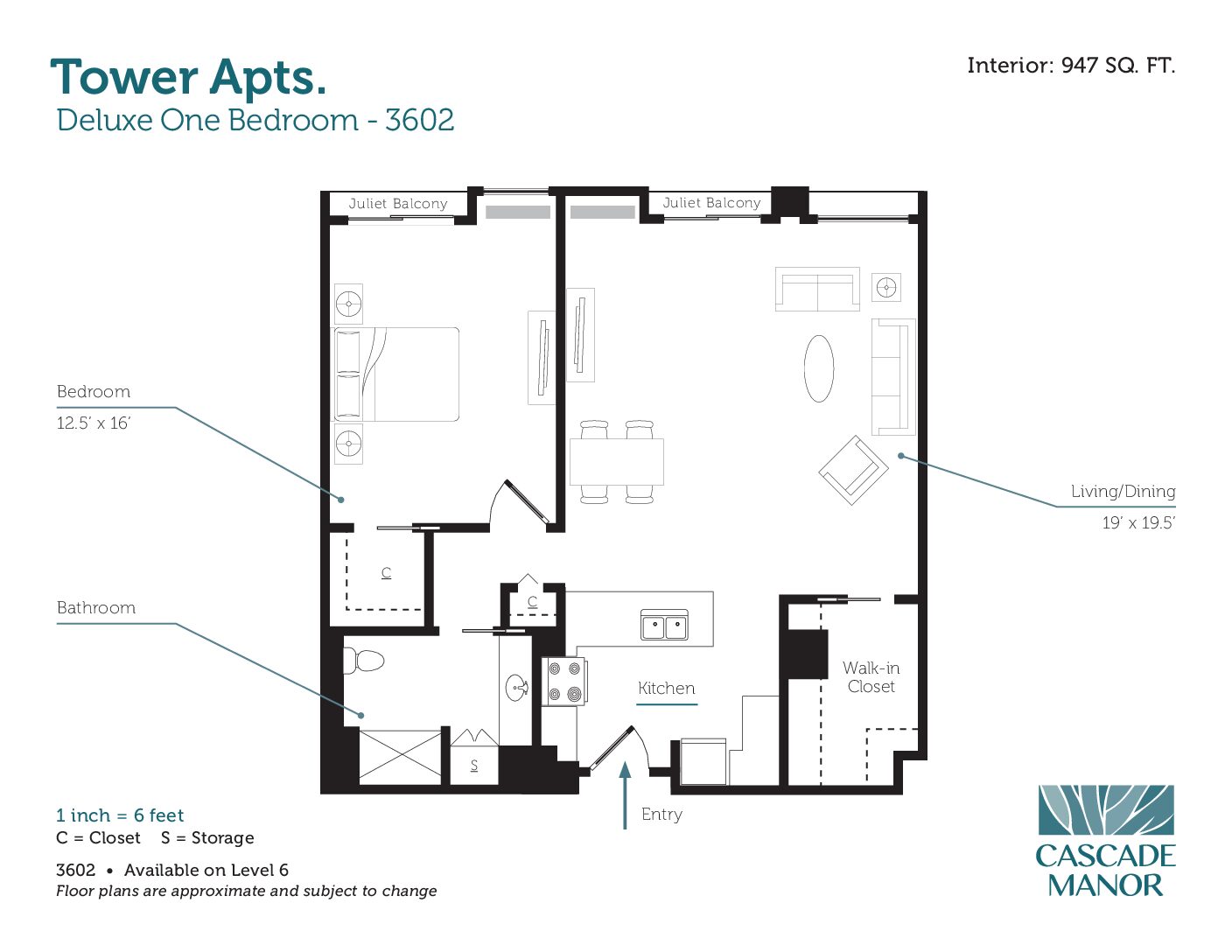 Deluxe One Bedroom - Cascade Manor
